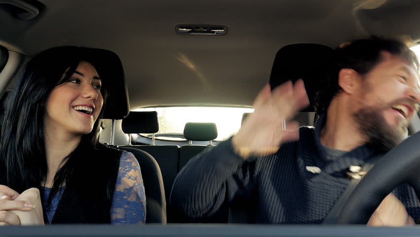 Two Men In Car Having Fun Singing And Dancing Stock Footage Video