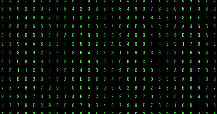 Green Hexadecimal Code Running Up A Computer Screen Green Digits Close Up Shot Stock Footage