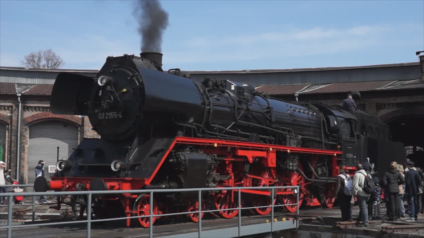 Berlin April 21 Steam Locomotive Borsig 03 2155 4 Drg Class 03 On The Railway Turntable