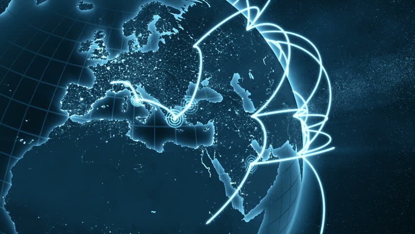 3d Animation Of A Growing Network Across The World. Seamless Loop ...