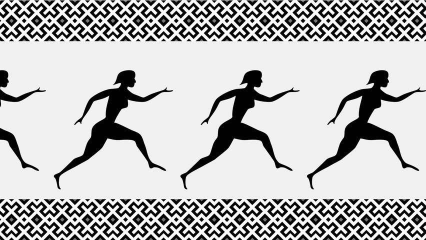 Ancient Greek Runners With Olympic Flame Animation Stockvideos ...