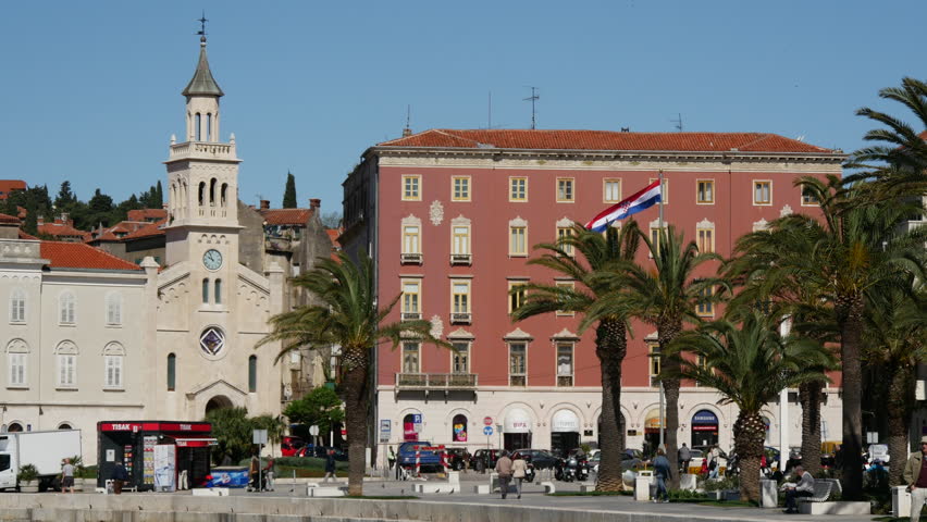 Riva Split Waterfront Boulevard and Stock Footage Video (100% Royalty ...