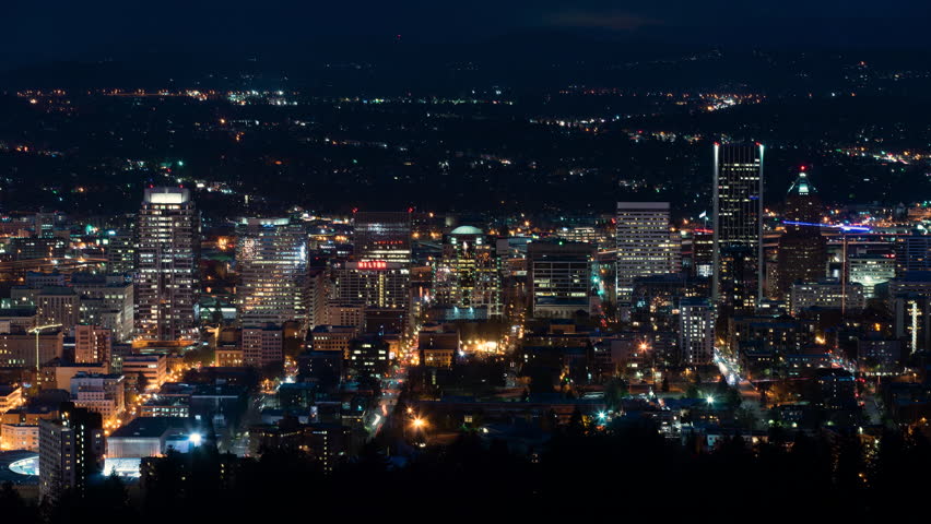 Night Cityscape with lights in Portland, Oregon image - Free stock ...