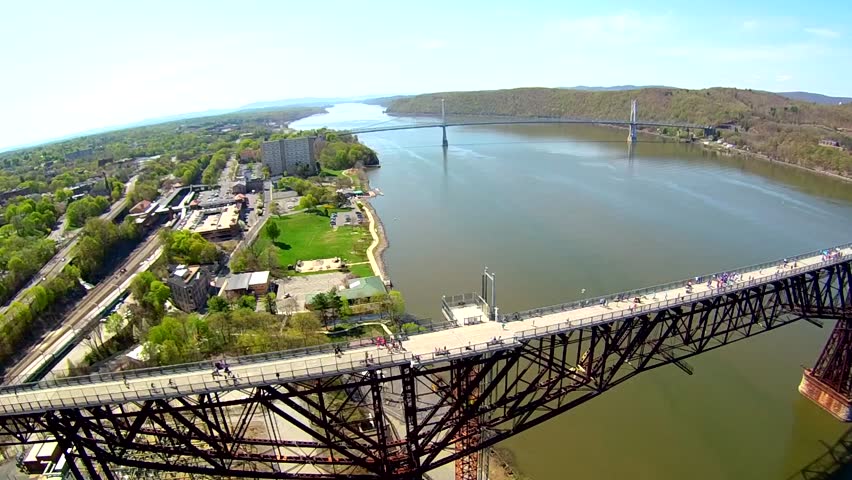 Poughkeepsie Walkway Bridge Close View. Stock Footage Video (100% ...