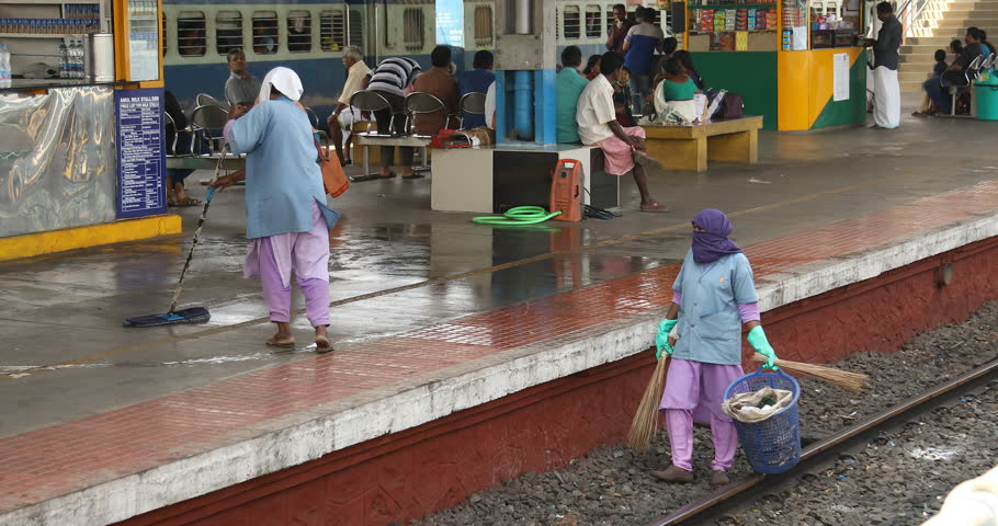 Cleaning People at Train Station Stock Footage Video (100% Royalty-free ...