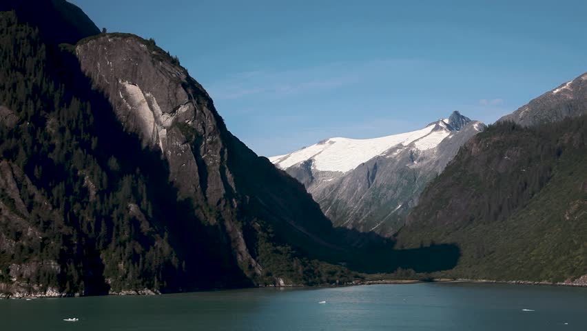 Landscape with snow-capped mountains with ice and water in Alaska image ...