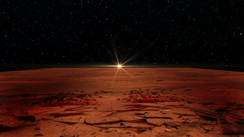Night At Planet Mars Surface