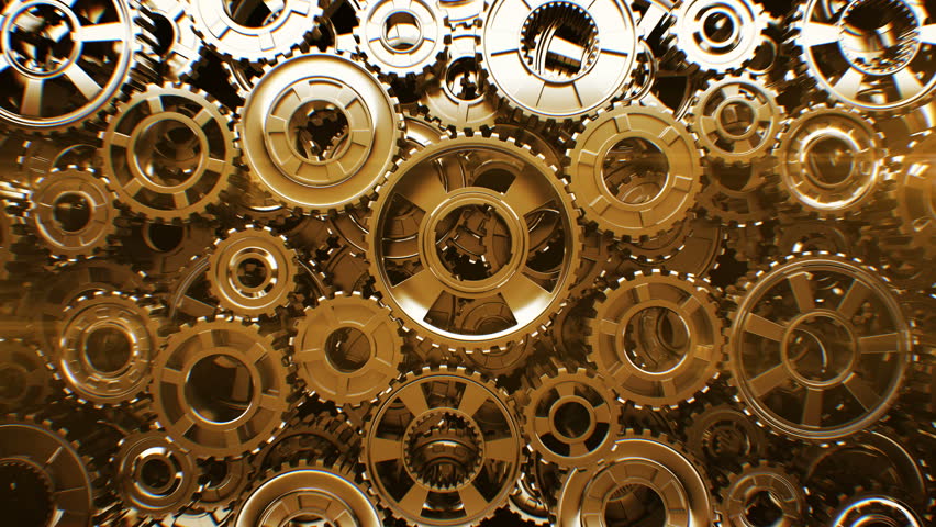 Beautiful Golden Gears Wall Front Stock Footage Video (100% Royalty ...
