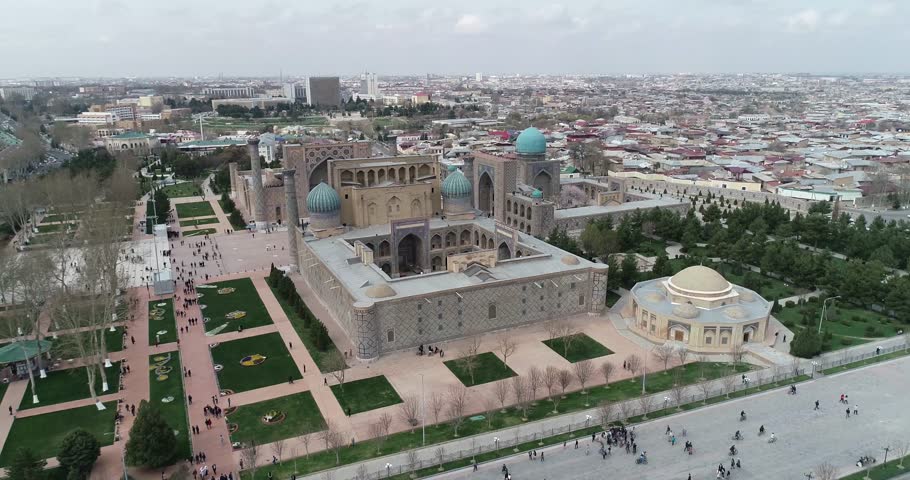 Aerial Cityscape the Registan Square Stock Footage Video (100% Royalty ...