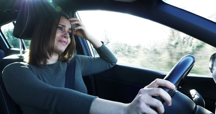 Sad Woman Crying While Driving Stock Footage Video (100% Royalty-free ...