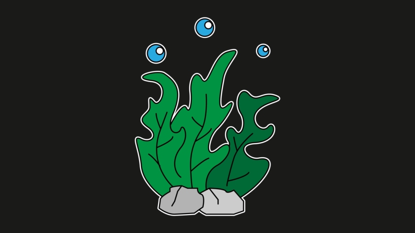 Seaweed Animation Black Screen. 2d Stock Footage Video (100% Royalty ...