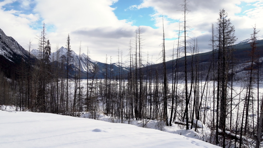 Jasper Mountain Peak with snow in Jasper National Park, Alberta, Canada ...
