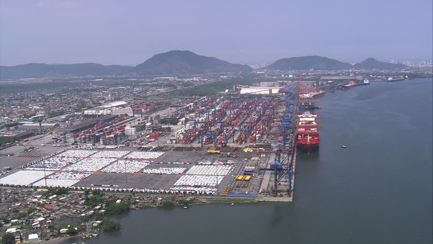Stock video na téma Aerial Brazil-port of Santos Container (100% bez ...