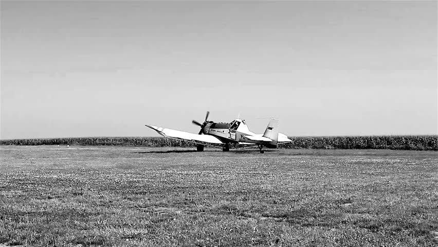 Old Crop Duster On Ground. Yellow Agricultural Spray Airplane Is ...