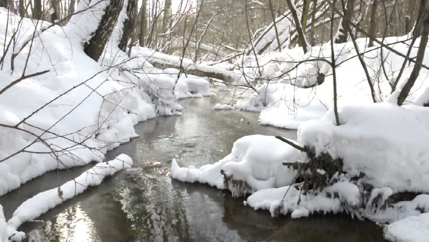 Winter Stream in the Snowy Stock Footage Video (100% Royalty-free ...