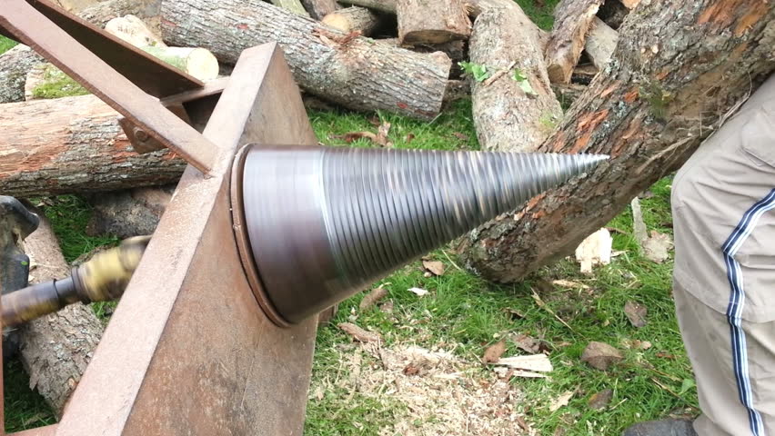 Conical Firewood Wood Log Splitter Stock Footage Video (100% Royalty ...