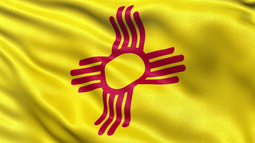US State Flag Of New Mexico Gently Waving In The Wind. Seamless Loop ...