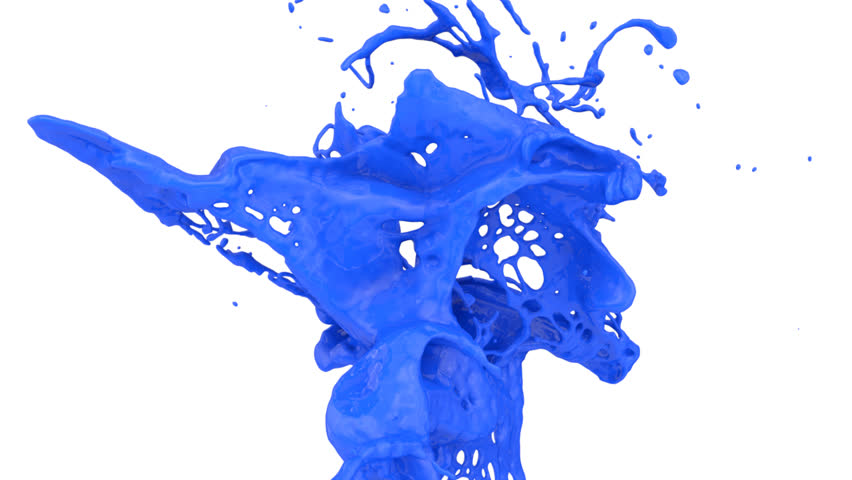Close-up View Of Turquoise Paint Splash In Slow Motion, Alpha Channel ...