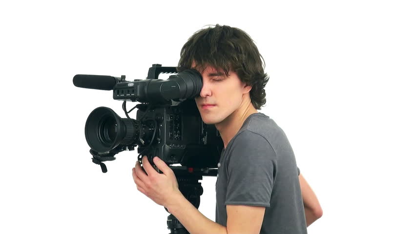Camera Operator Working With A Cinema Broadcast TV Camera Stock Footage ...
