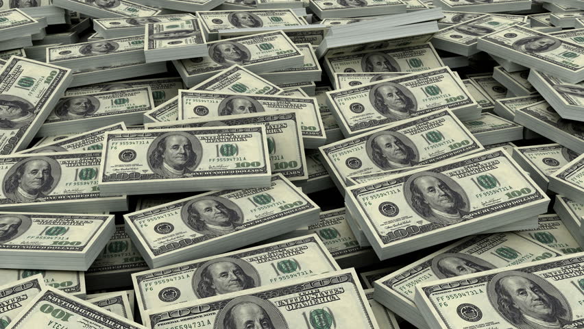 Pile Of Dollar 100 Currency Stacks Continuous Vertical Camera Motion ...