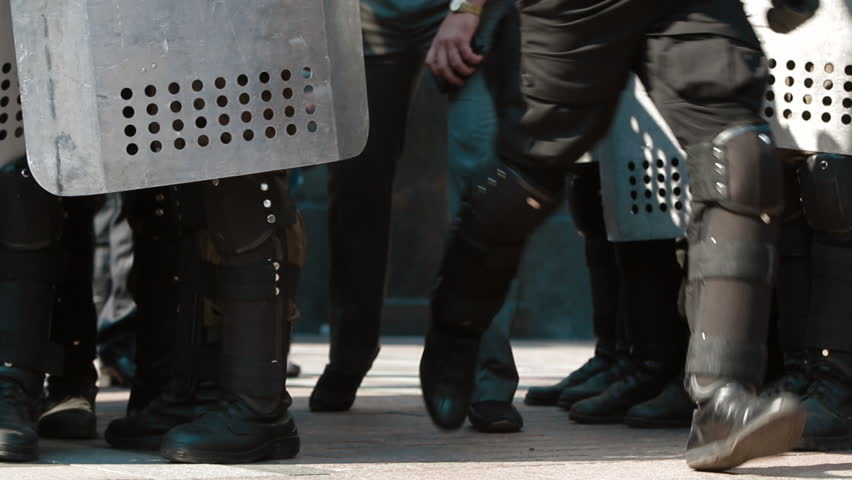 Police Soldiers with Riot Shields. Stock Footage Video (100% Royalty ...