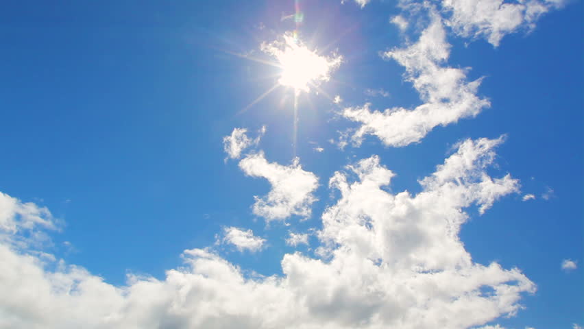 Time Lapse Of Cloudy Sky Clearing To Beautiful Blue Sky Day With Sun ...