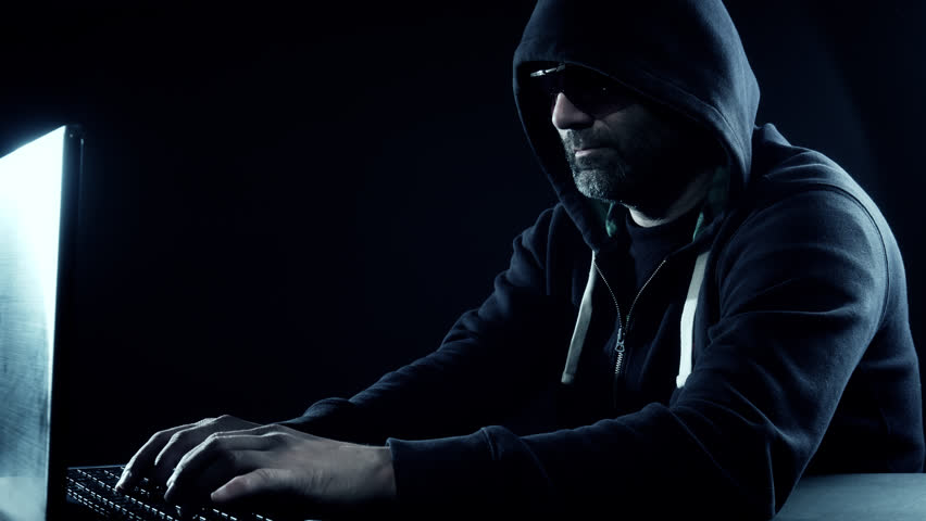 Computer Hacker Man Hacking Security System Cyber Crime 4k White ...