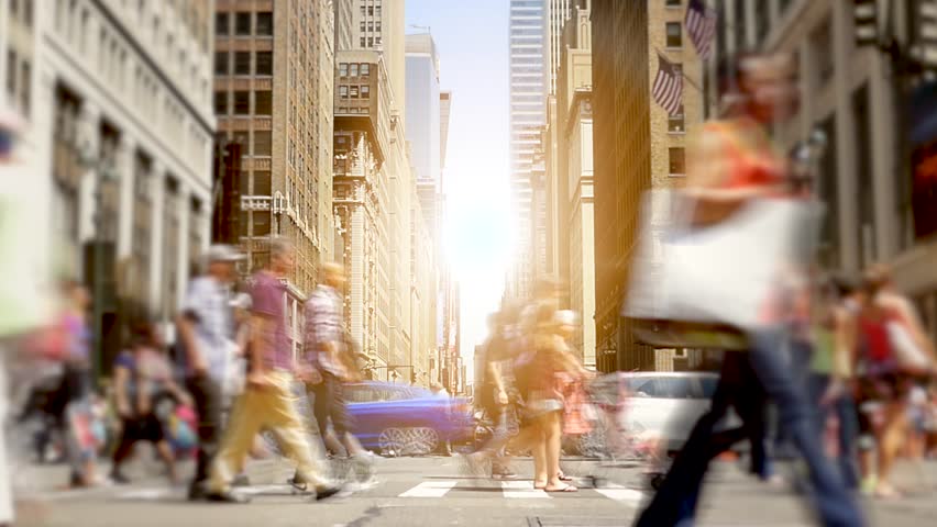 Slow Motion Of People Walking In The City. Urban Lifestyle Background ...