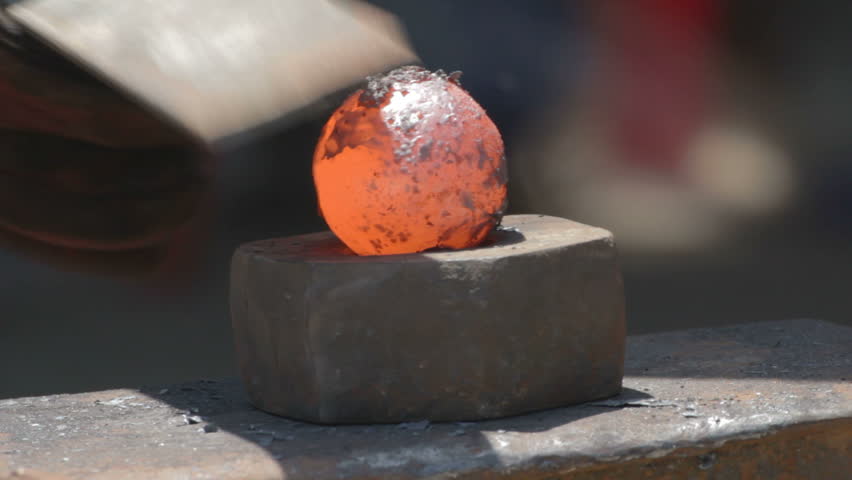 Blacksmith Hammering Hot Round Metal Stock Footage Video (100% Royalty ...