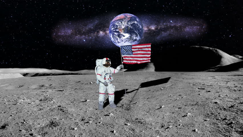 Earth With American Flag From Moon Stock Footage Video 4622606 ...