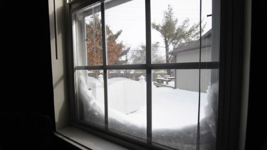 View From A Window Of The Snowy Weather Outside. Stock Footage Video ...