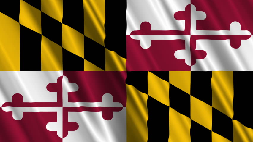 Waving Flag Of The US State Of Maryland With The Heraldic Banner Of ...
