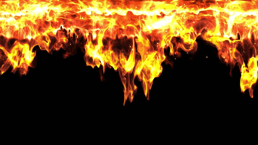 Abstract Fire Curtain Wall Burning From The Sky With Flame Spark And ...