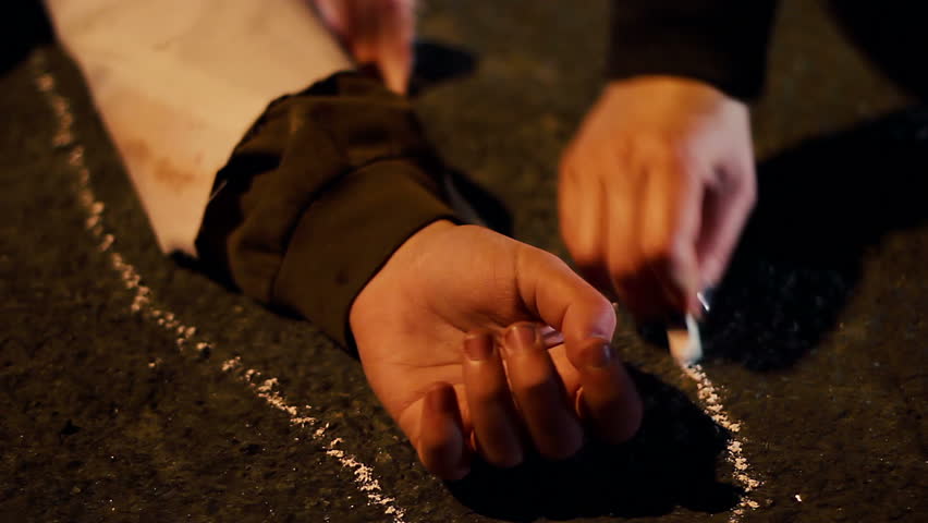 Police Making Chalk Outline of Stock Footage Video (100% Royalty-free ...