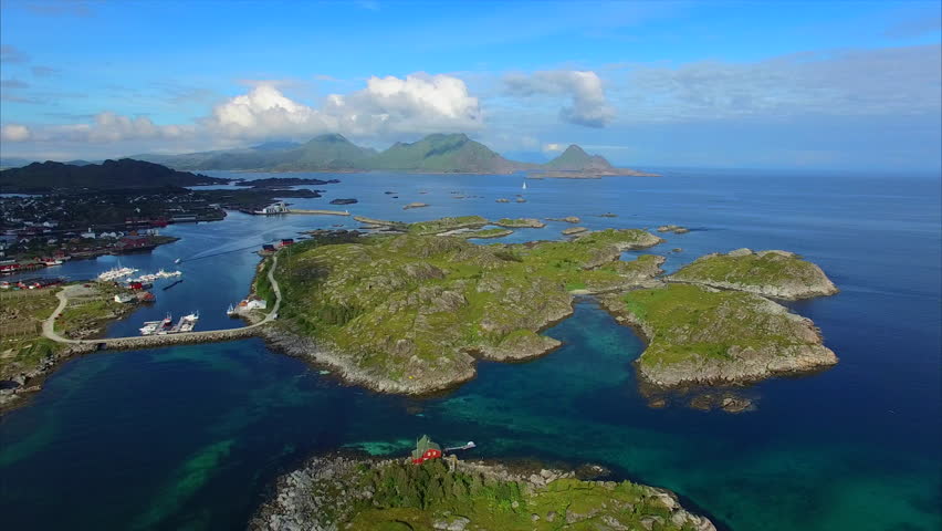 Stock Video Clip of Aerial view of picturesque small islets near ...