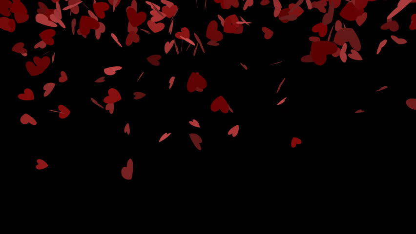 Digital Animation Of Red Hearts Falling On Black Surface Stock Footage ...