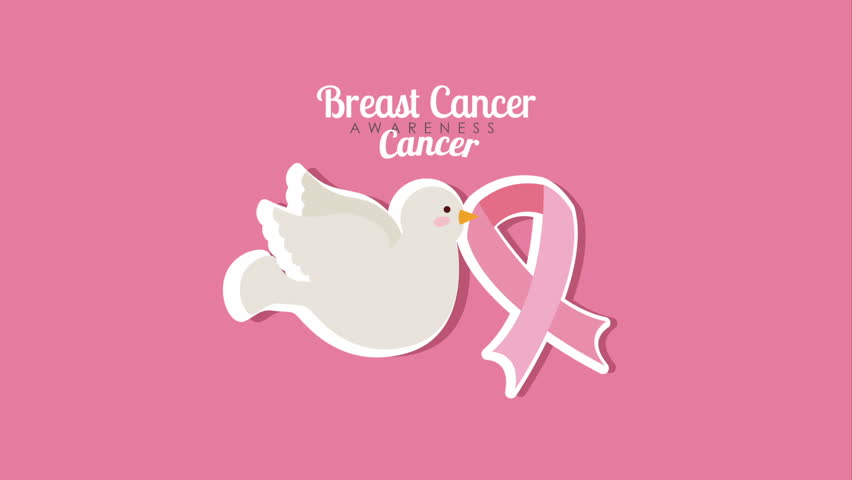 Flowers Pink Design And Breast Cancer Awareness Ribbon. Video Animation ...