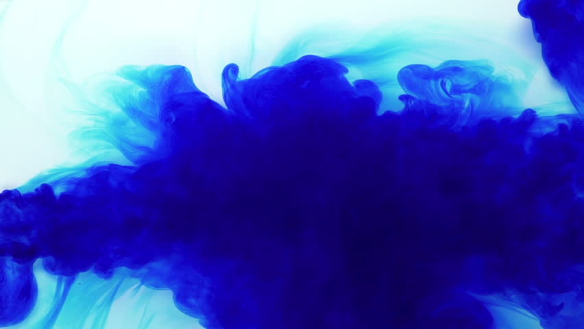Colourful Blue Ink In Water On White Background. Colourful Blue Ink ...