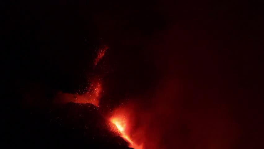 Volcanic Erupt,falling Magma,explosion Fire. Stock Footage Video ...