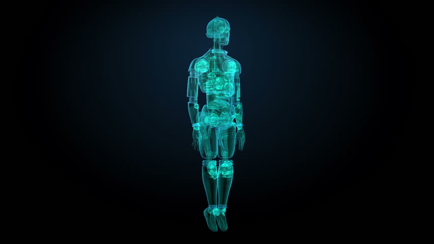 Full Body Green Glowing Scan Of Human Anatomy Showing Muscles, Bones ...