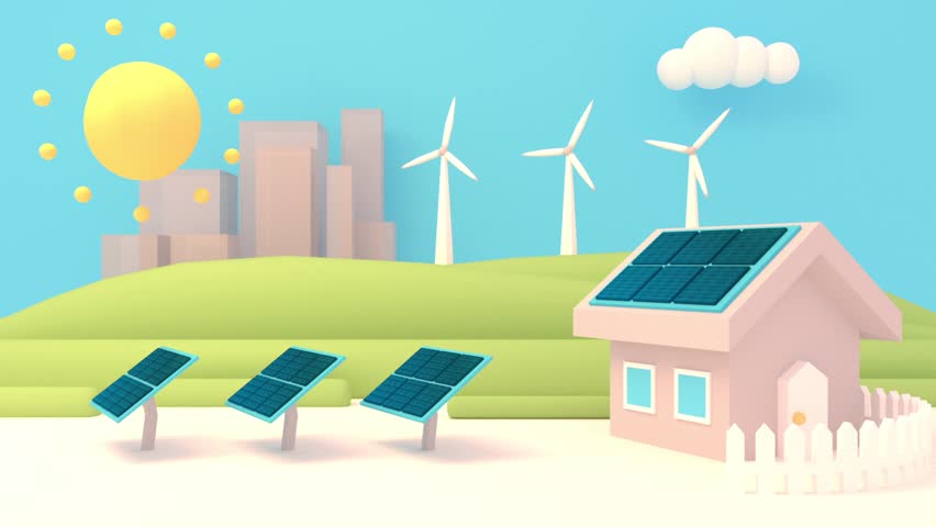 Solar Panels, Wind Turbines And The Earth. Vídeo stock 1235629 ...