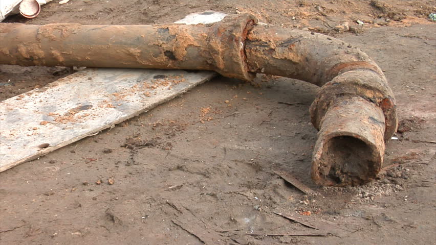 Broken Water Pipe (HD). A Metal Water Pipe Is Broken Leaking Thousands ...