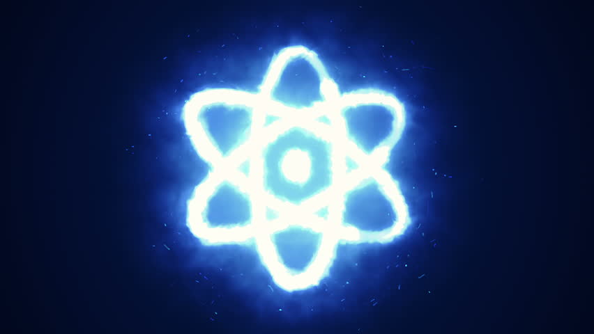 Abstract Atomic Animation Sphere Shape Light Atom With Nucleus Proton Neutron In Center And ...