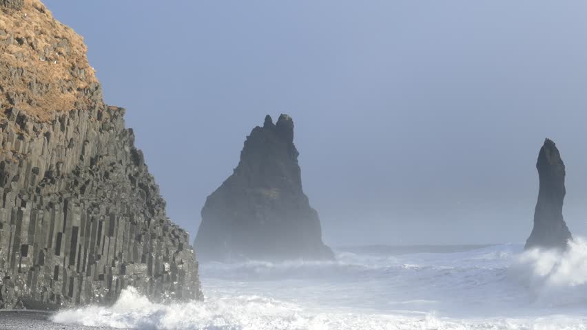Reynisdrangar Beach, Iceland - 15 June 2015: A Beautiful Black Sand ...