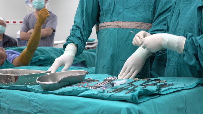 Hip Replacement. Surgeons Team Performing Hip Operation In Hospital ...