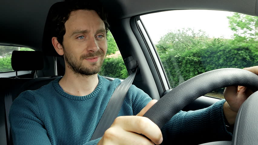 Sad Handsome Man Almost Crying Driving Car Thinking About Lost Love 4K ...