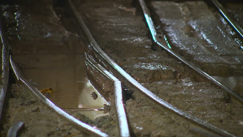 Dirty Rails. Dampness. Puddle. Underground Stock Footage Video (100% ...