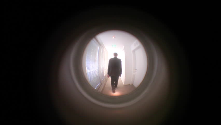Close-up Of Man Looking Through Peephole Stock Footage Video 4754006 ...