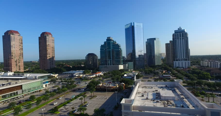 Drone Shot Of Houston Skyline Shot From The West In Daylight.. Stock ...