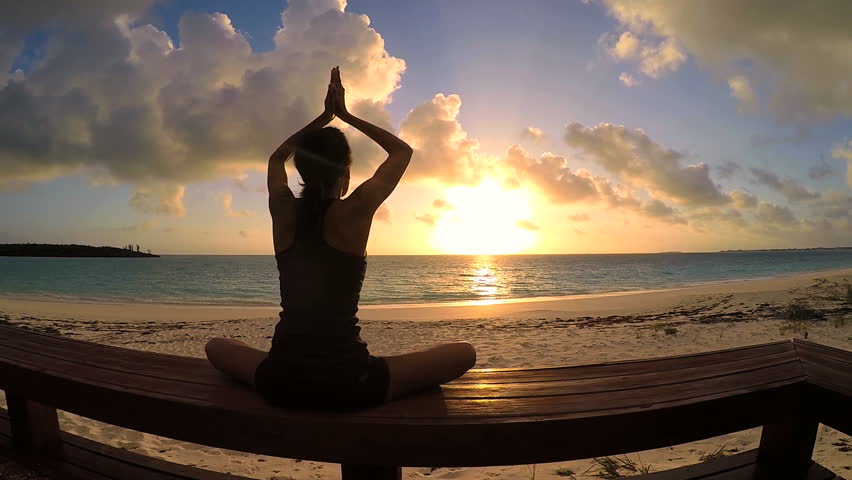 Beach Sunset, Man Build Zen Symbol From Stones On The Beach At ...